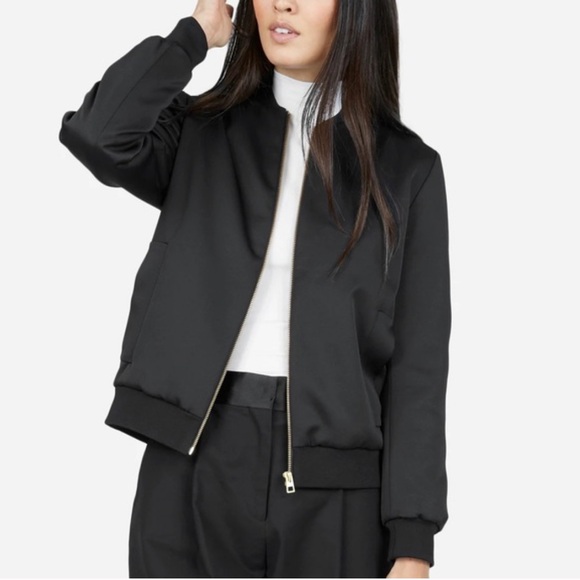 Everlane | Jackets & Coats | Everlane Womens Black Satin Finish E2 Zip ...